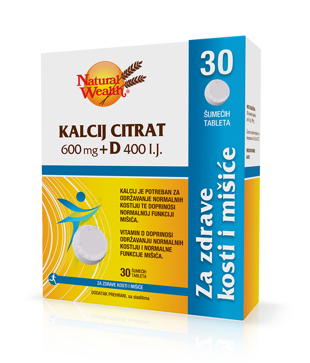 Natural Wealth® Kalcij citrat 600 mg+D 400 i.j. | Zdravije.hr