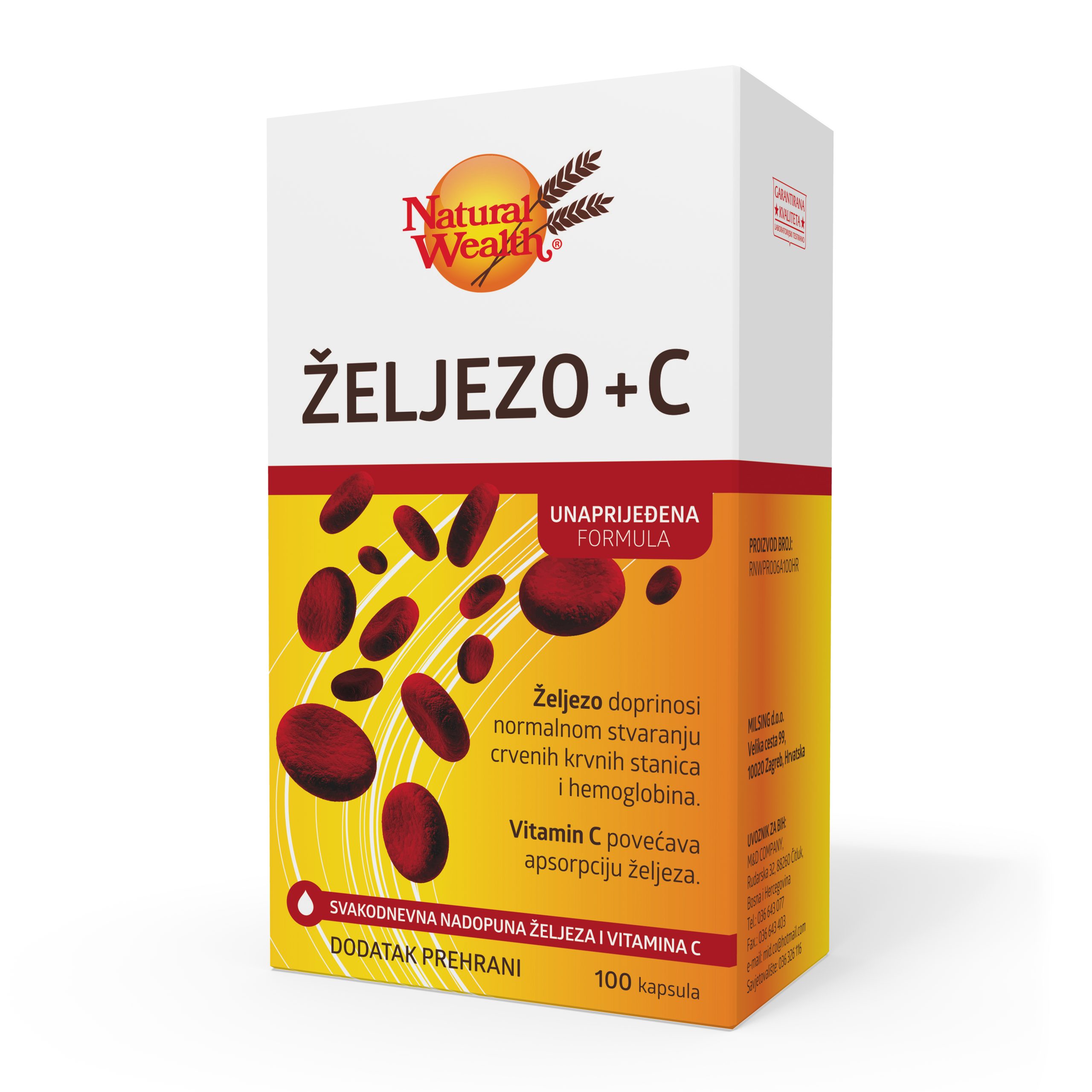 Natural Wealth Željezo + C, 100 kapsula | Zdravije.hr